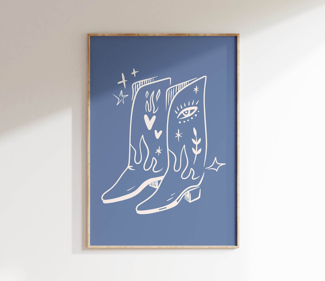 Cowboy Boots Poster Trendy Western Wall Art Cowboy Print Neutral ...