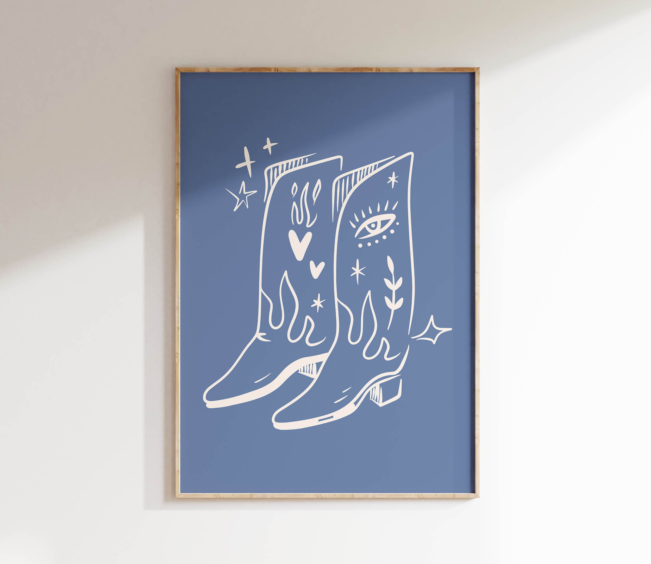 Cowboy Boots Poster Trendy Western Wall Art Cowboy Print Neutral ...