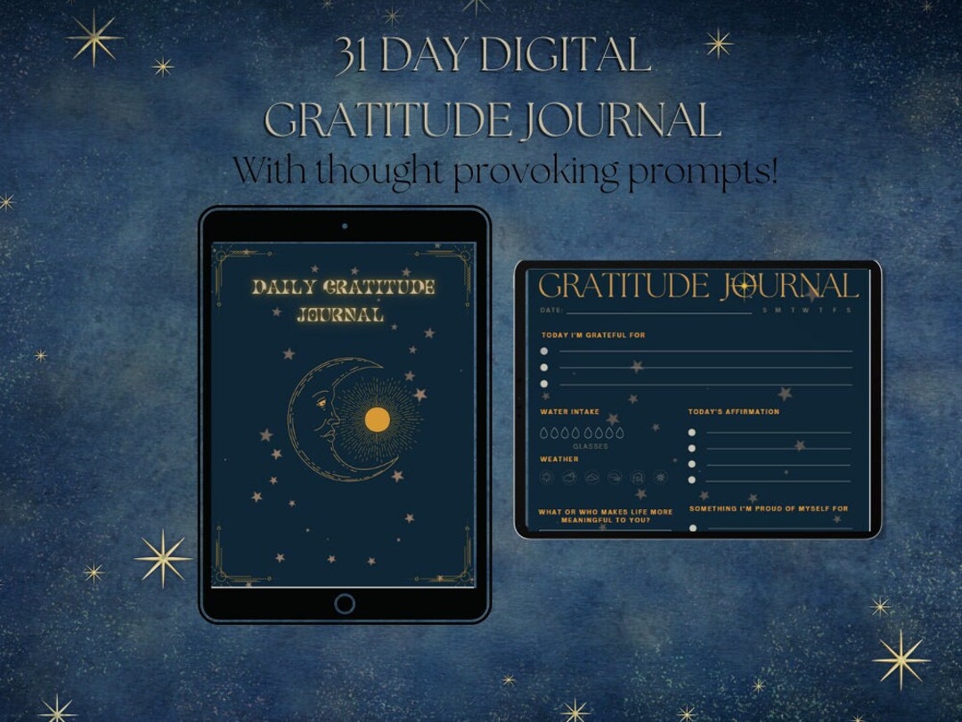 Digital Gratitude Journal | 31 Day | Undated | Daily Prompts | for ...