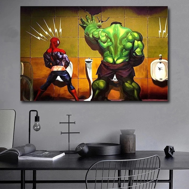Funny Superheros in the Toilet Poster and Prints Painting for - Etsy