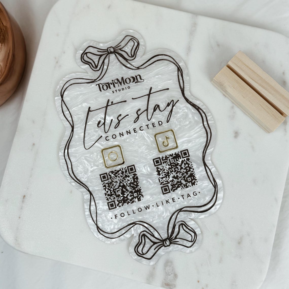 QR Code Follow Us Display, Custom Coquette Sign, QR Code Reception Sign ...