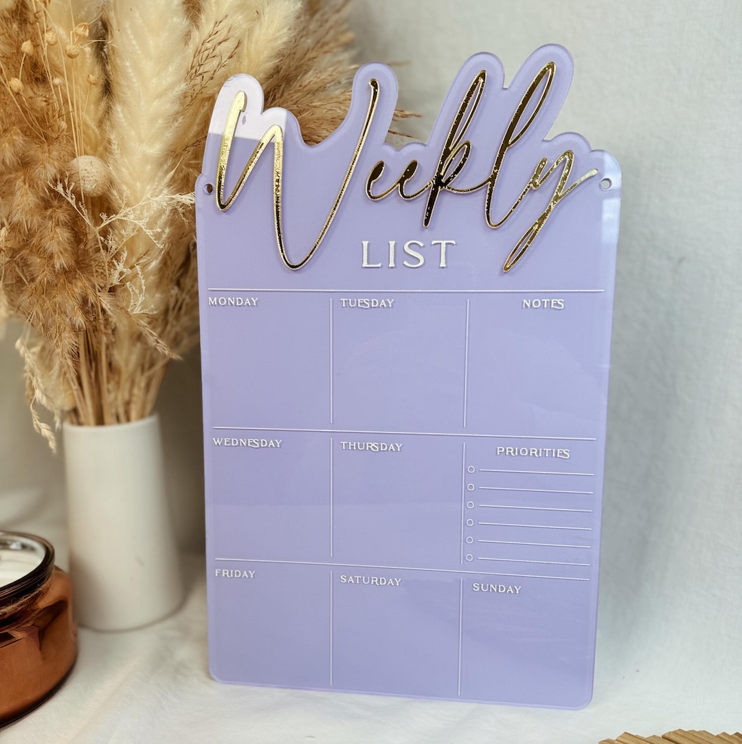 Acrylic Weekly Planner, Acrylic Dry Erase Planner, Beauty Artist ...