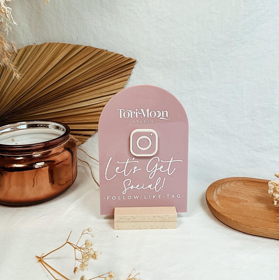 Personalized NFC Follow Us Sign, Custom Acrylic Sign, NFC Beauty Sign ...