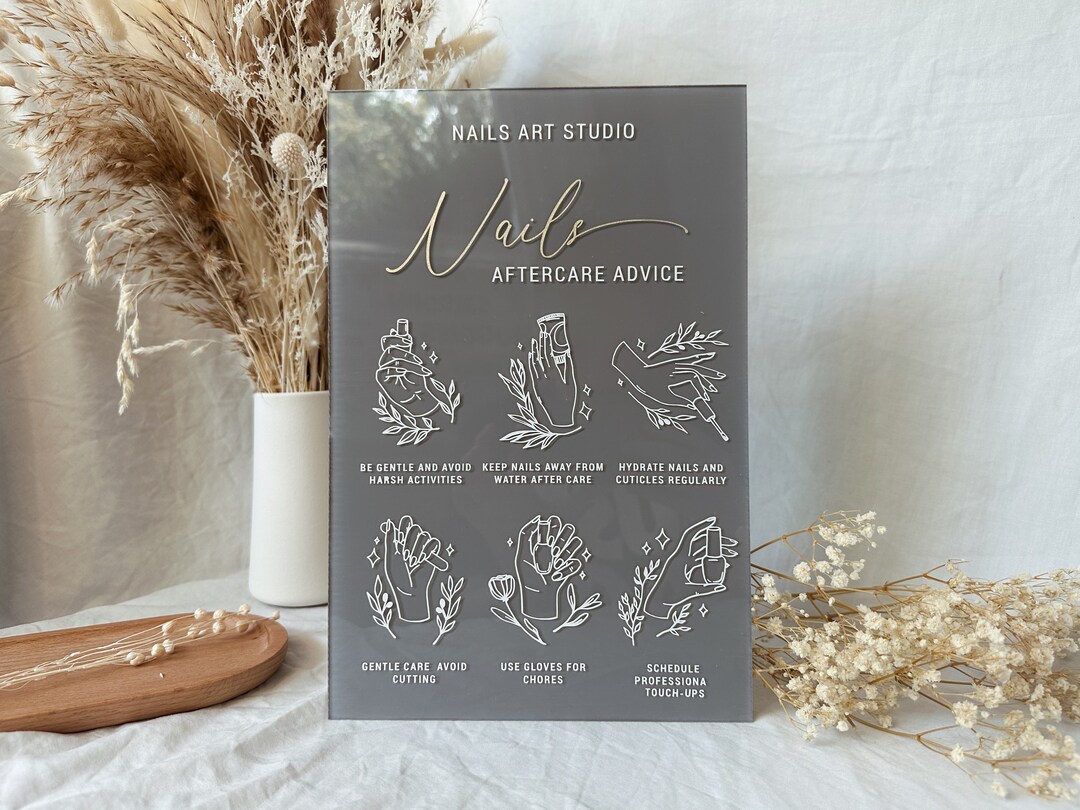 Nails Aftercare Acrylic Sign, Small Business Manicurist Gift, Nail Tech ...