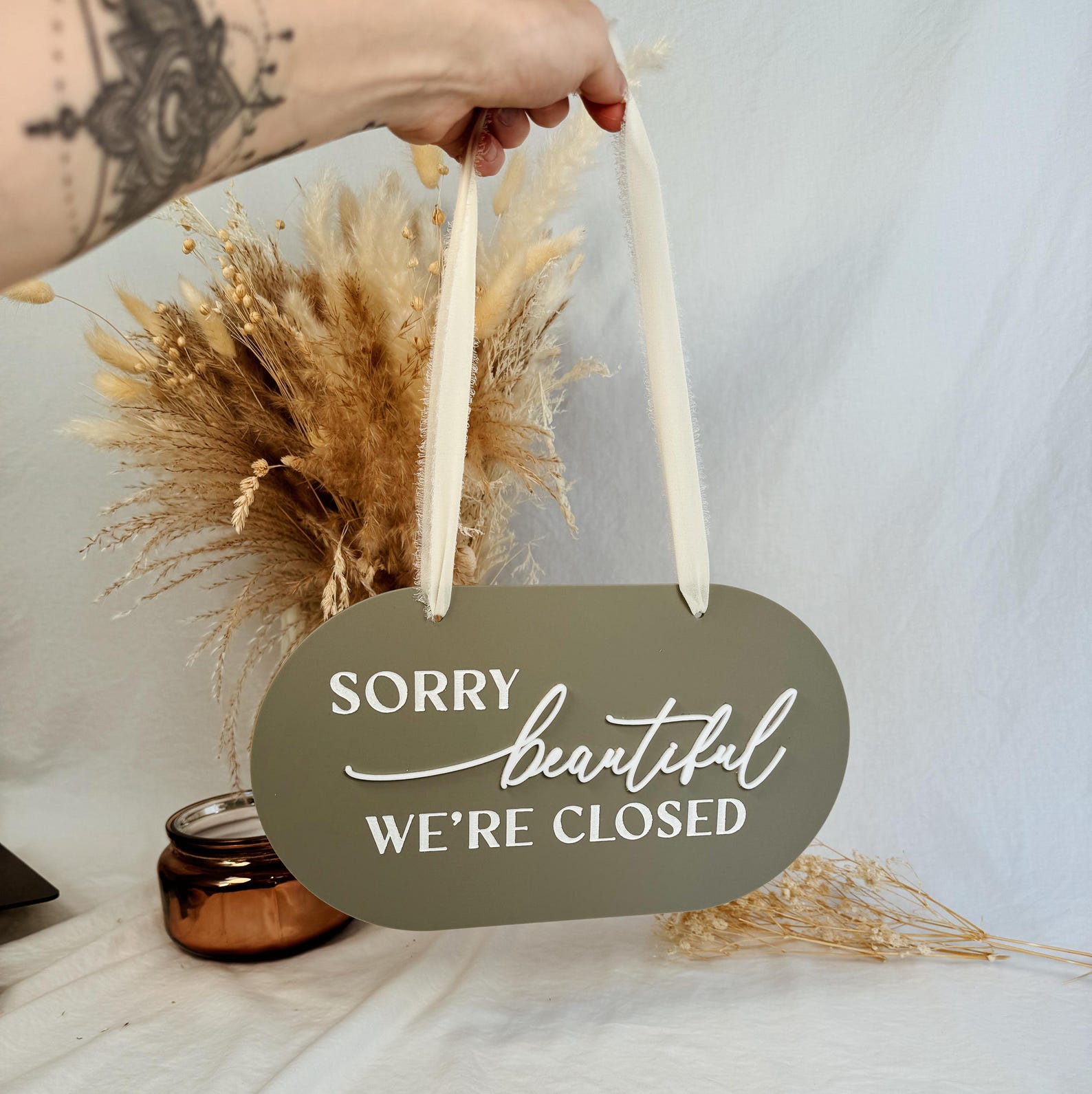 3D Reversible Open Close Hanging Door Sign, Double Sided We're Open ...