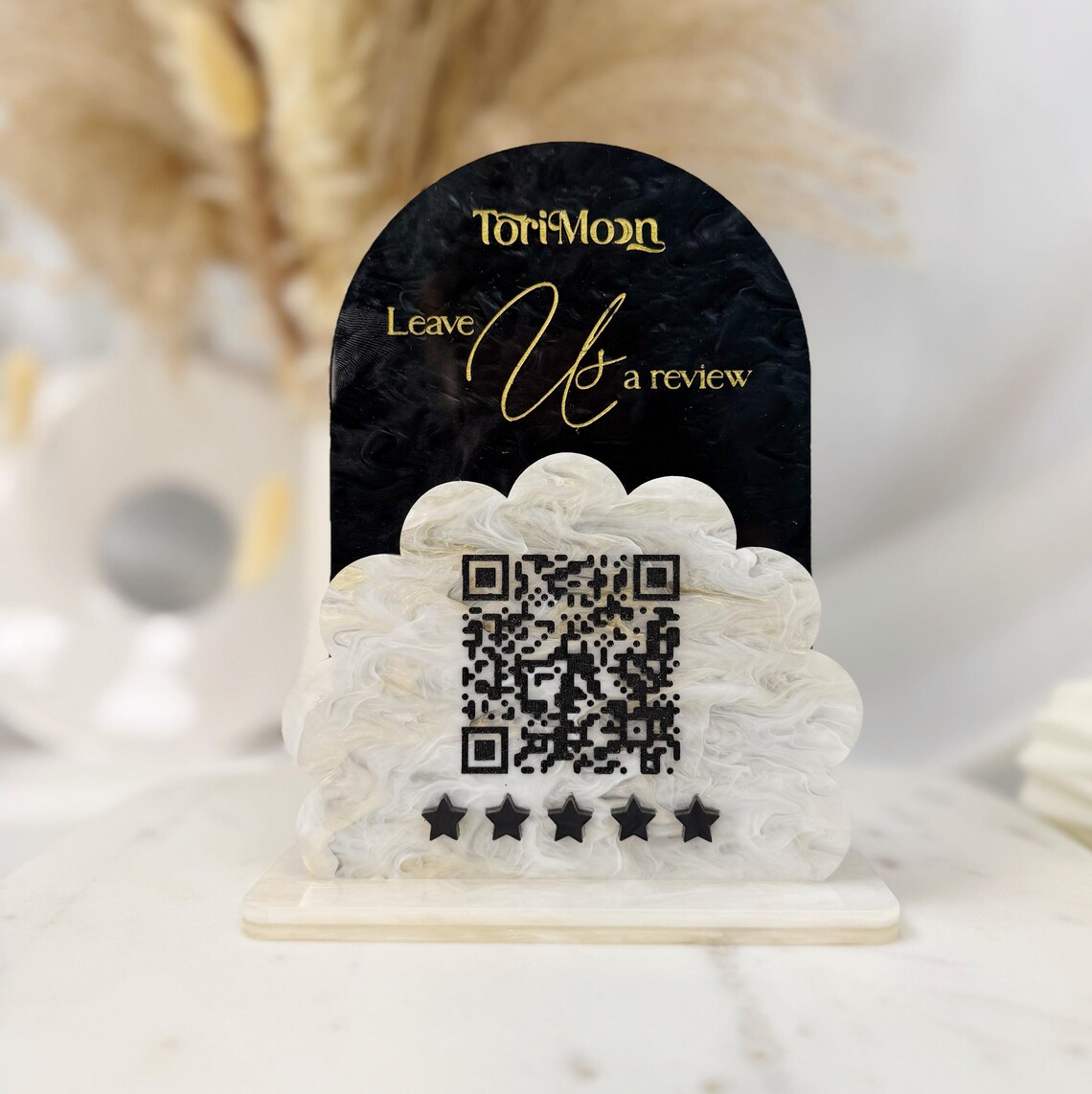 Custom Business Leave a Review, QR Code Reception Sign, Logo Signage ...