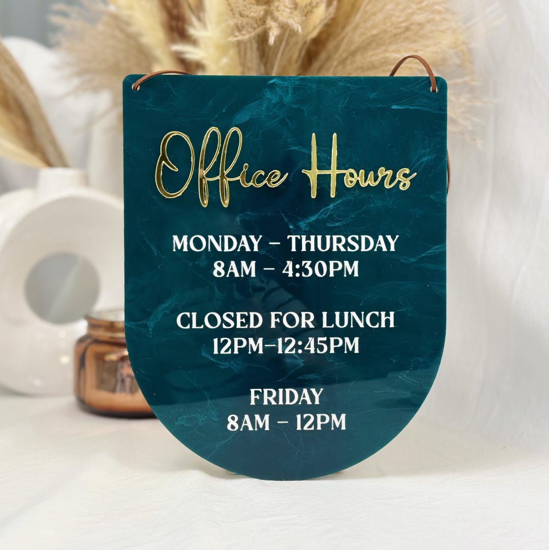 Custom Acrylic Business Hours Sign, 3D Beauty Salon Opening Times Door ...