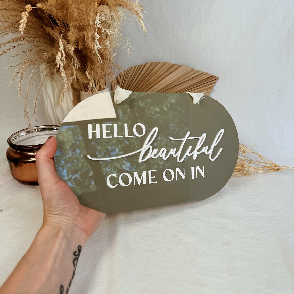 3D Reversible Open Close Hanging Door Sign, Double Sided We're Open ...
