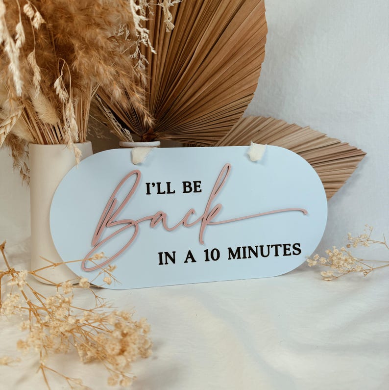 3D Reversible I'll Be Back Door Sign, Double Sided Be Back/welcome Sign ...