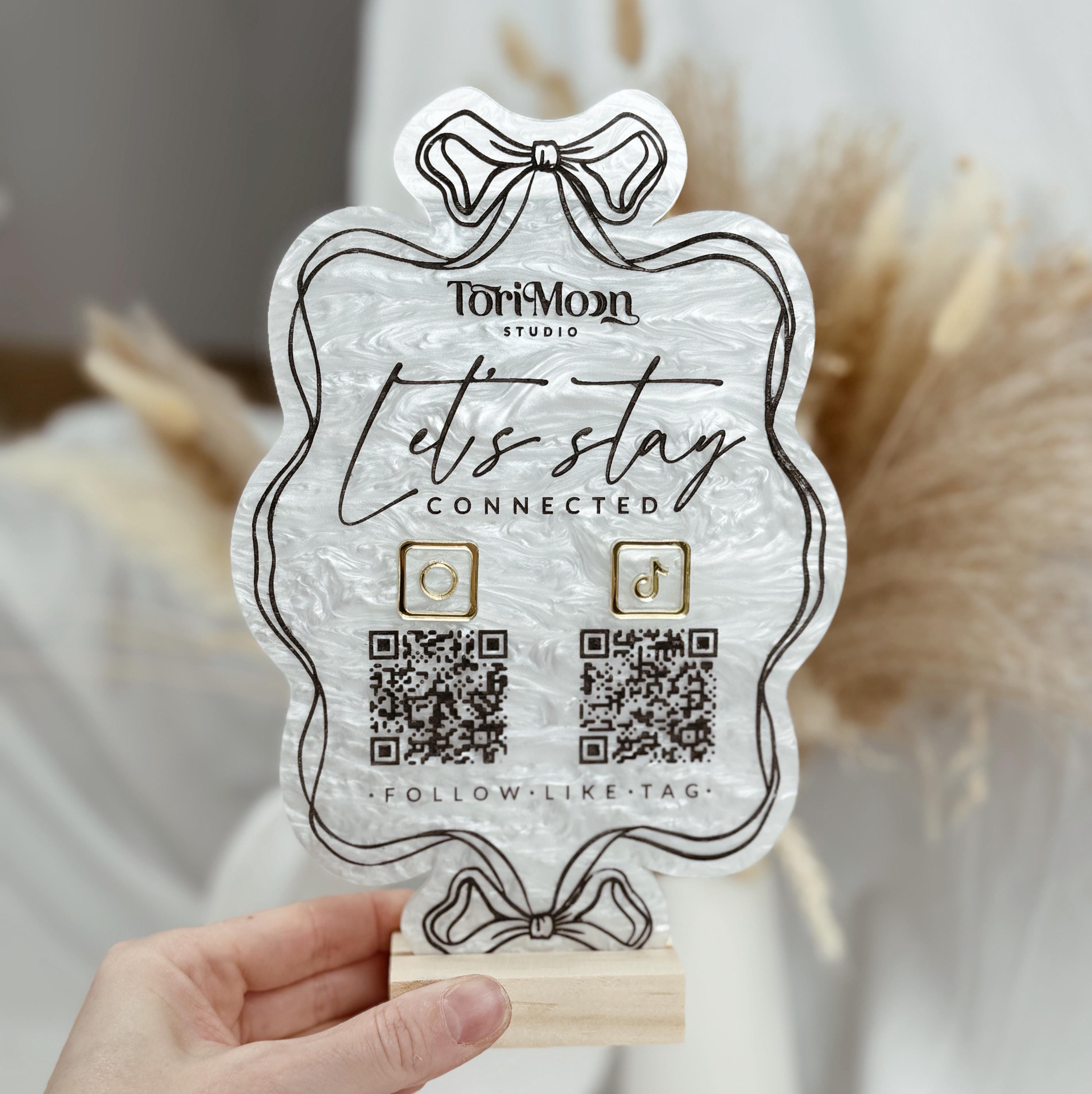 QR Code Follow Us Display, Custom Coquette Sign, QR Code Reception Sign ...