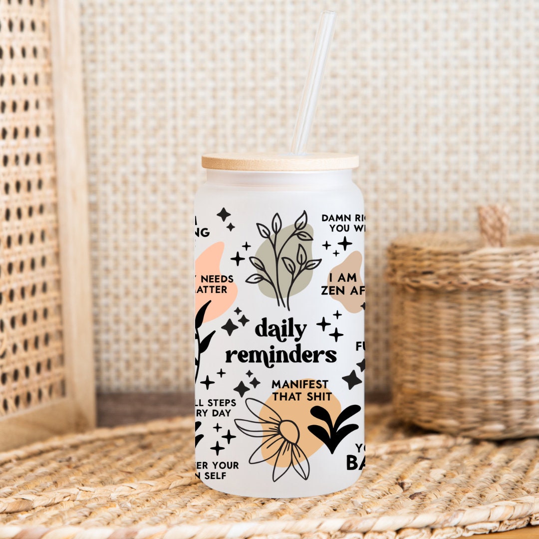 Daily Reminder Glass Cup - Etsy