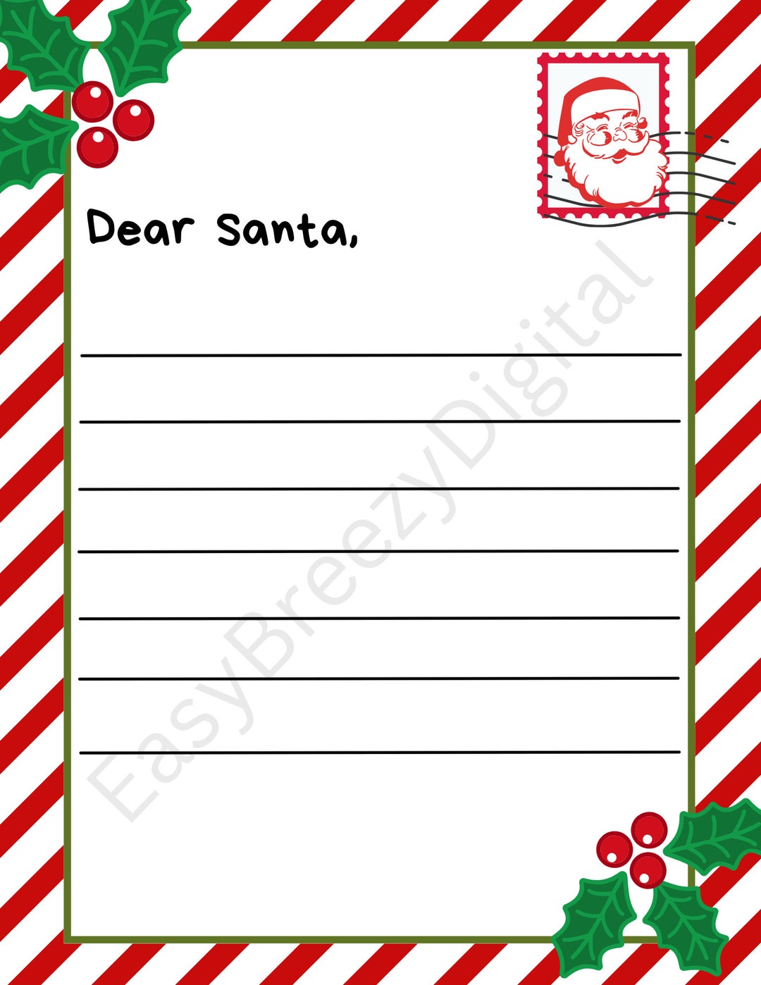 Holiday Magic Template: Printable Letter to Santa for Kids - Stationery ...