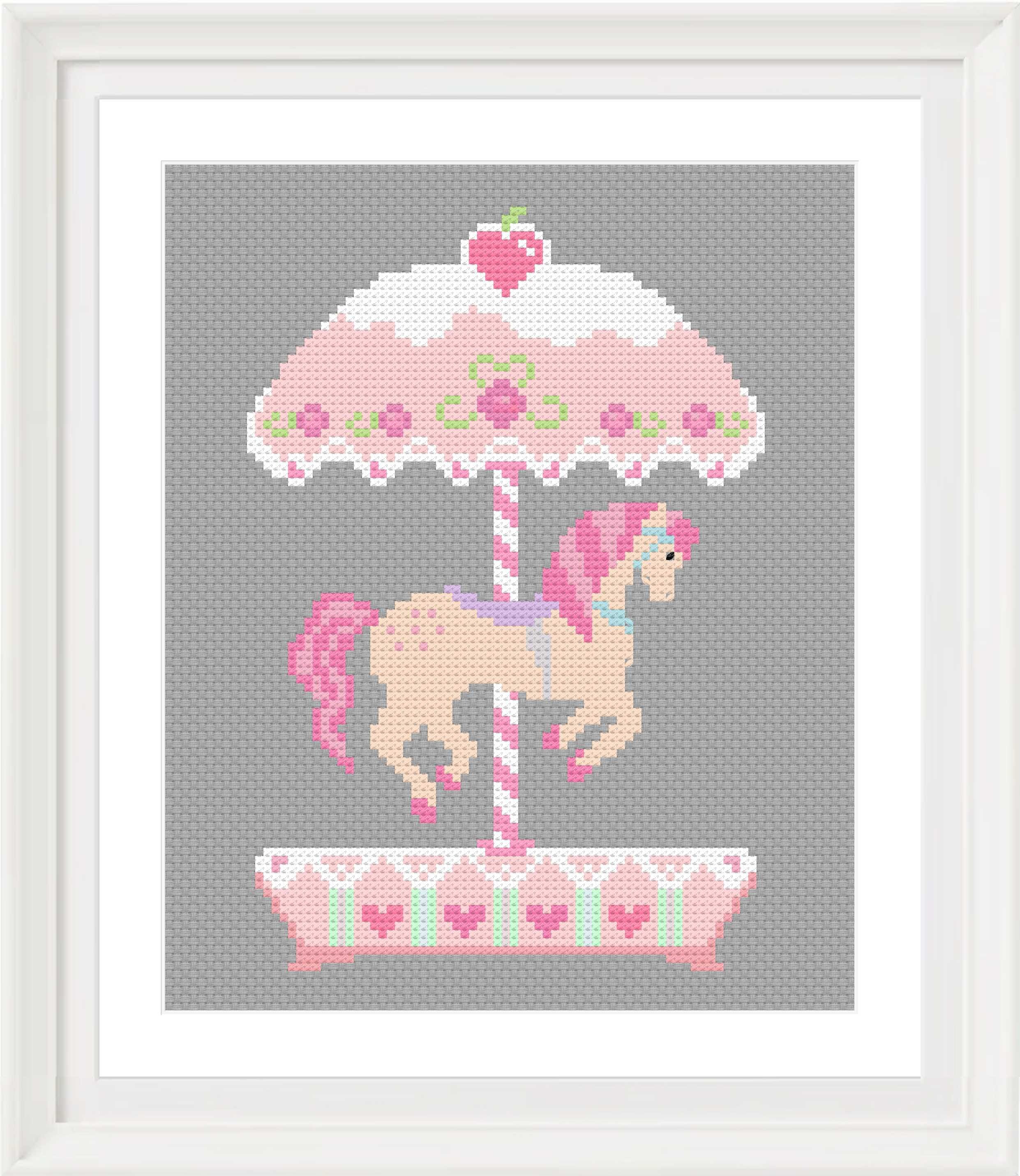 Lovely Carousel Cute Cross Stitch Pattern Easy Cross Stitch - Etsy