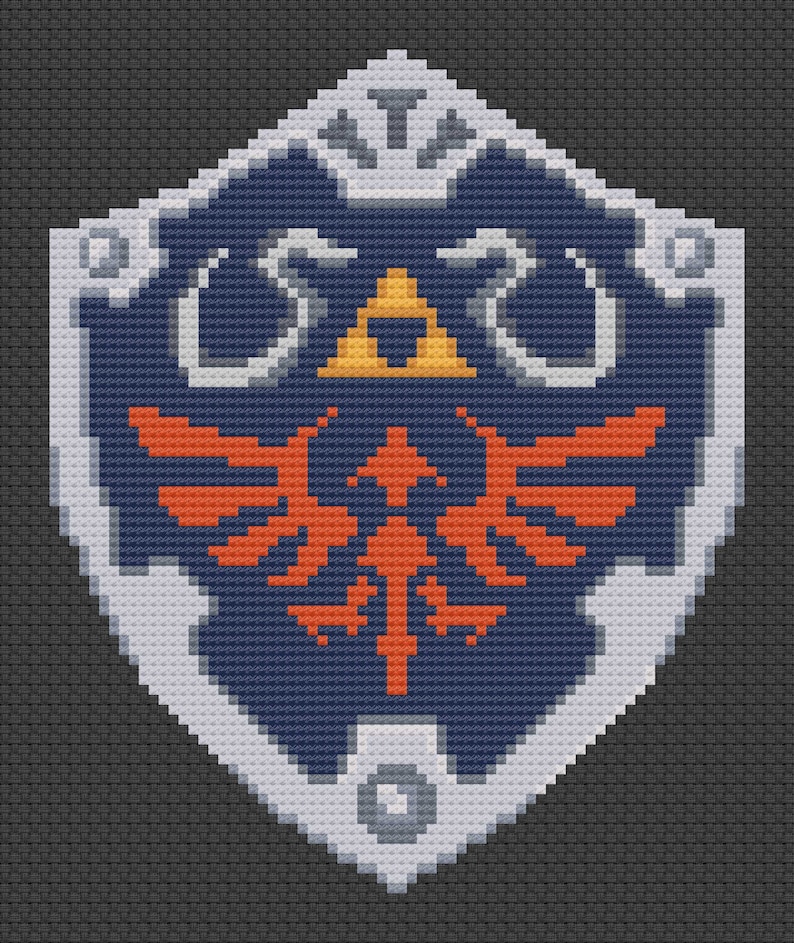 Zelda Tears of the Kingdom Hylian Shield, Gaming Cross Stitch Pattern ...