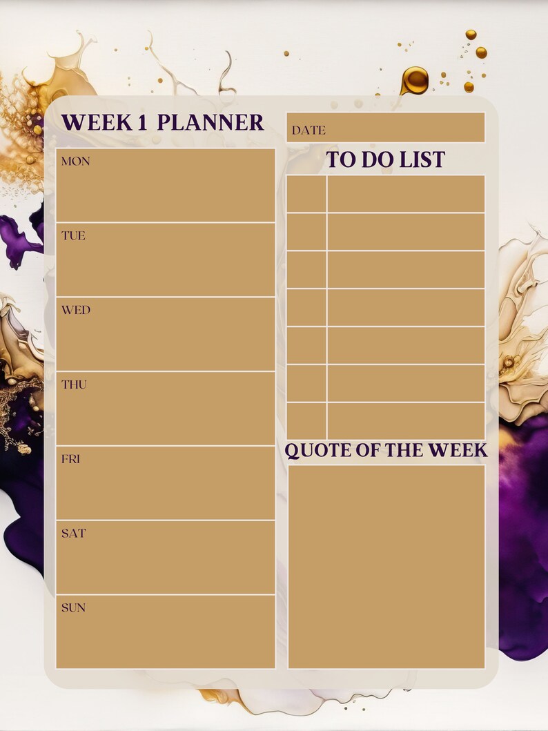 Planner Templates Planner Printable Rise & Thrive Undated Planner Canva ...