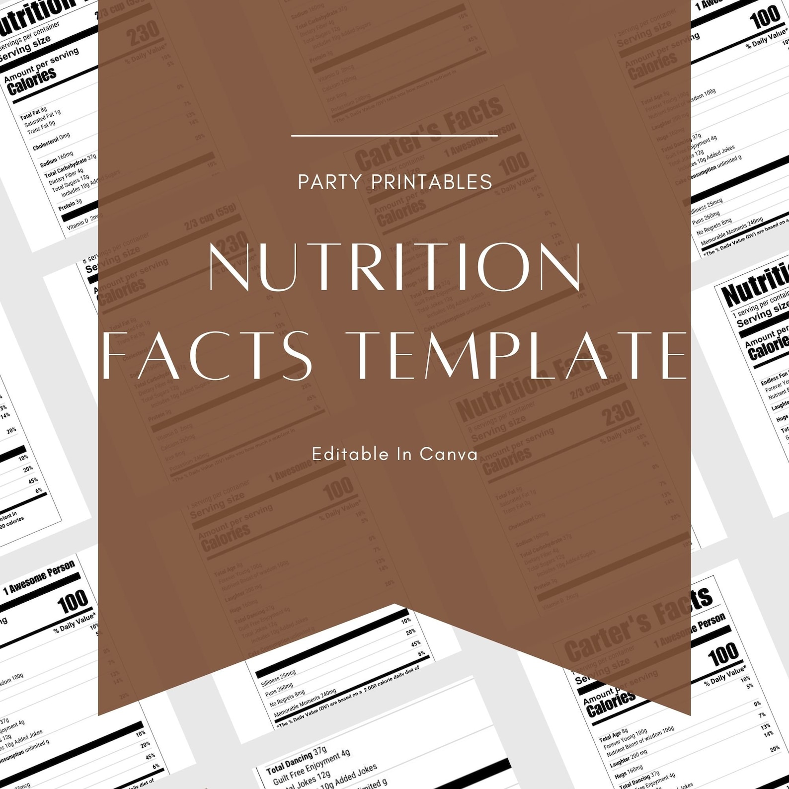 Editable Nutrition Facts Label Template: Custom Party Favors (digital ...