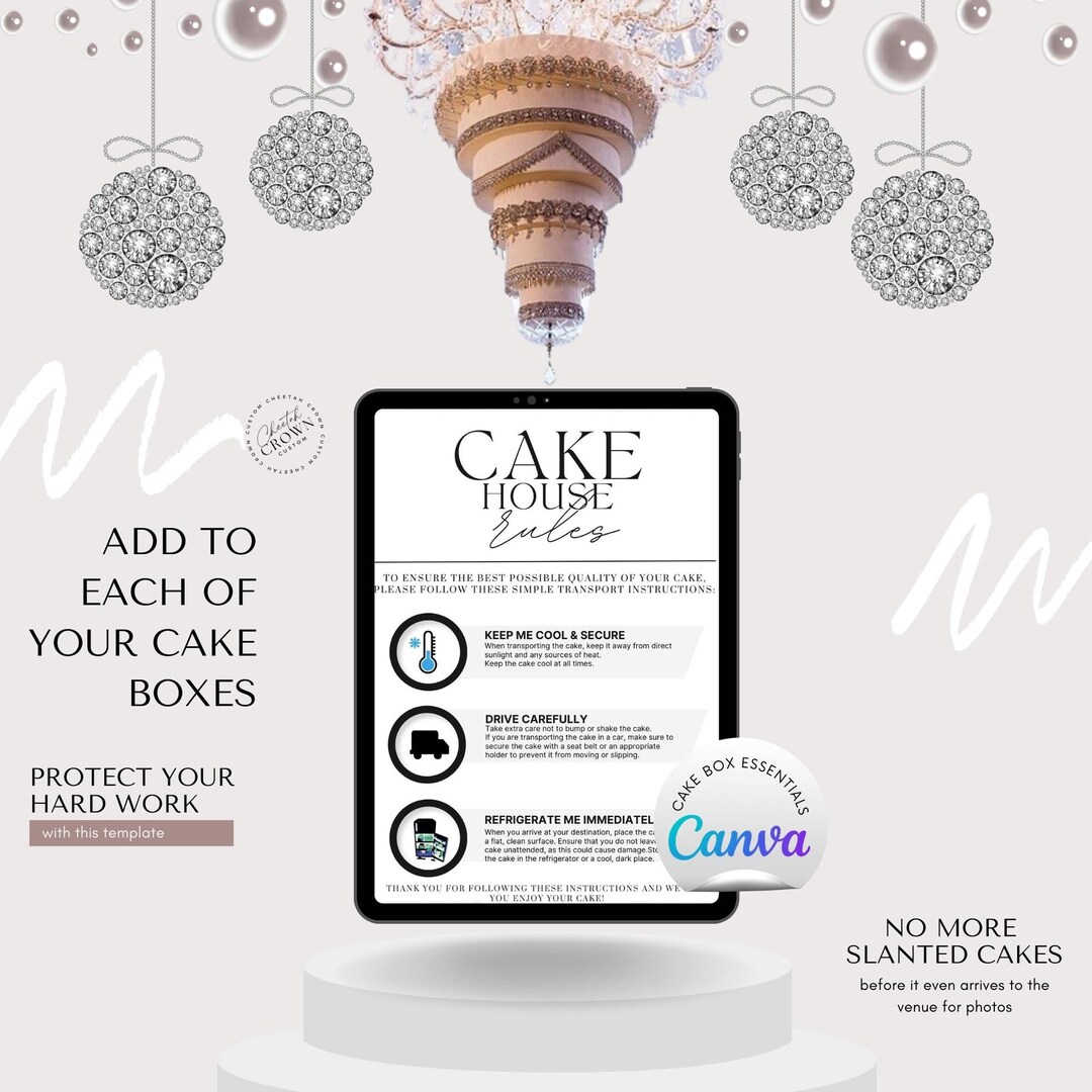 Bakery Insert Card, Cake Care Card, Canva, Cake Instructions, Bakery ...