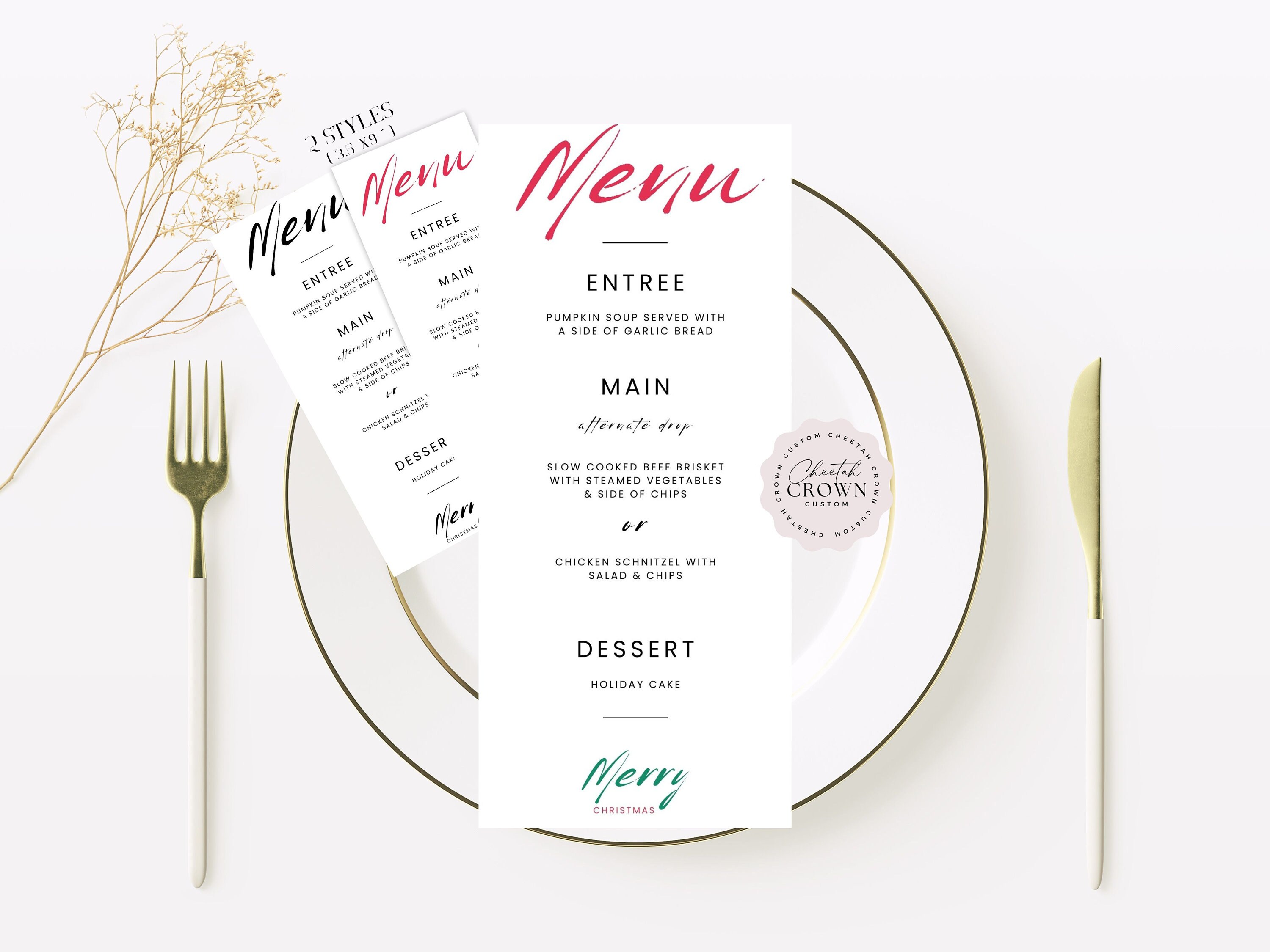 Minimalist Party Menu Template Modern Christmas Dinner Menu - Etsy