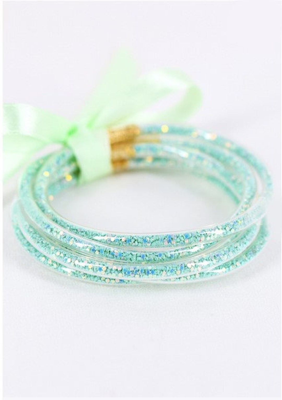 Mint Confetti Glitter Tube Bangles, 5 Stack, Glitter Tube Bracelet ...