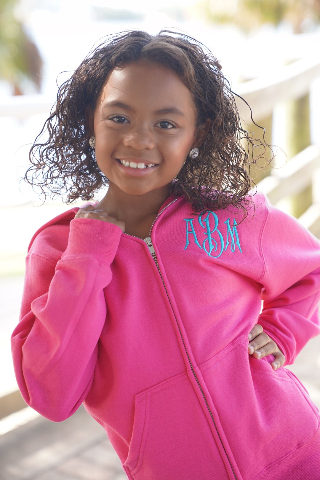 Youth Monogram Zip up Hooded Jacket, Personalized Clothing, Emboridery ...