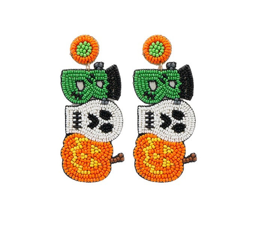 Halloween Earrings Boo Earrings Skull Pumpkin - Etsy