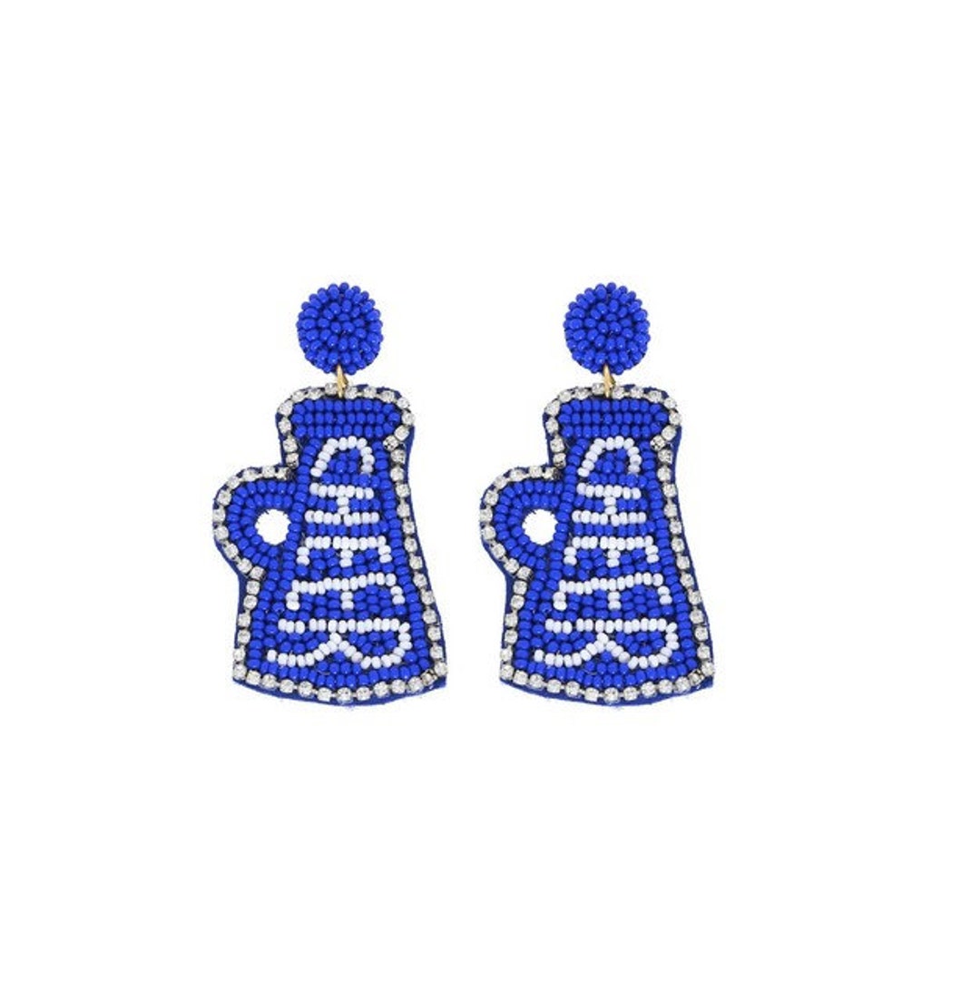 Cheer Earrings Megaphone Earrings Beaded and Rhinestone - Etsy