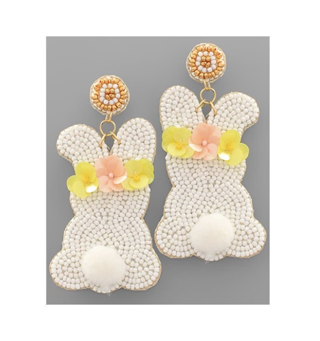 Easter Earrings, Bunny Earrings, Rabbit Earrings, Easter Bunny, Easter Beaded Earrings, White ...