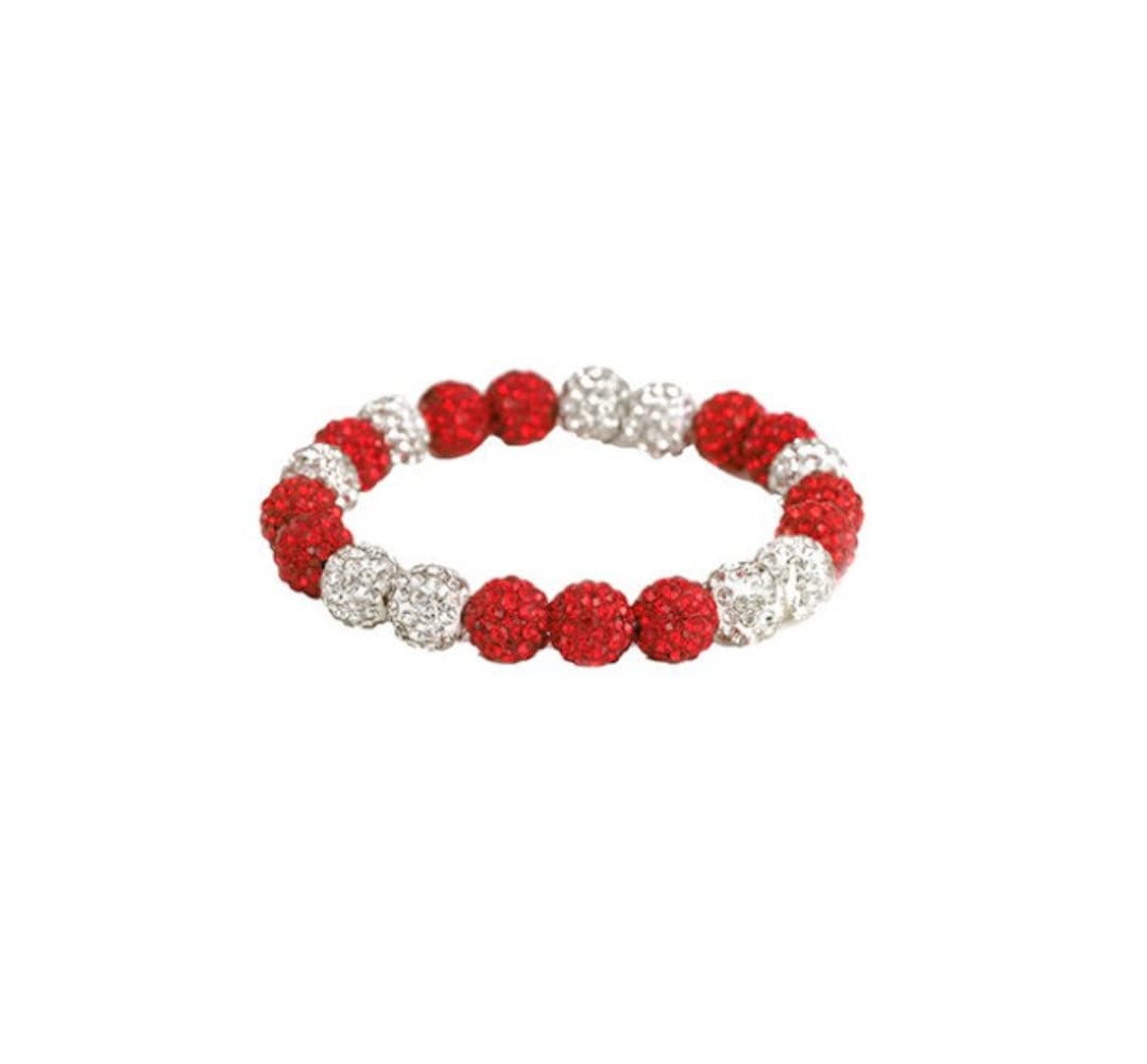 Pave Ball Beaded Bracelet, Game Day Rhinestone Beaded Bracelet, Game ...