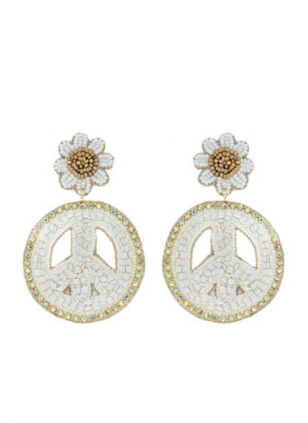 Peace Sign Earrings, Rainbow Peace Sign Earrings, 70's Earring, Sequins ...