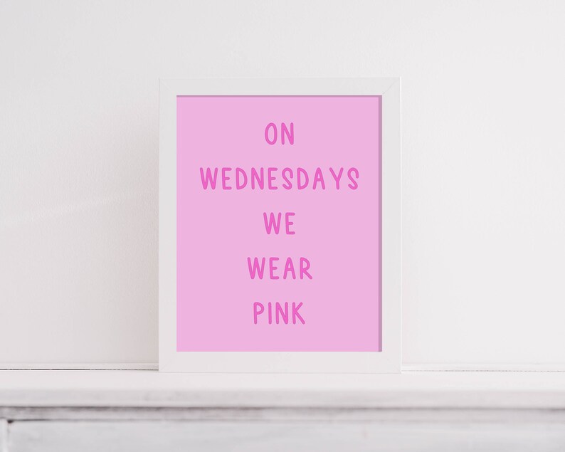 Mean Girls on Wednesdays We Wear Pink Typography Art Poster - Etsy