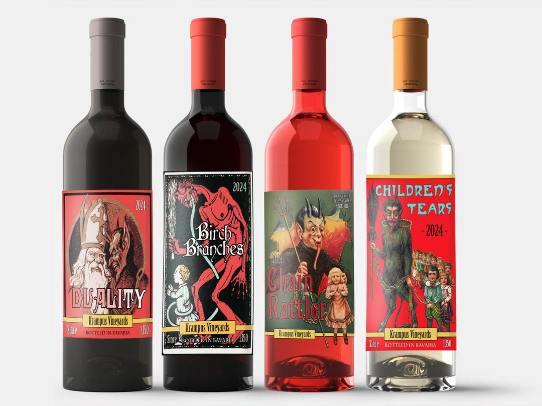 Krampus Wine Labels 2024 Print & Cut Christmas Wine Labels ...