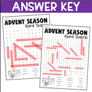 Advent Season Word Search Activity for Vocabulary Catholic - Etsy
