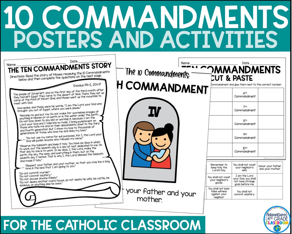 10 Commandments Posters & Activities Catholic - Etsy