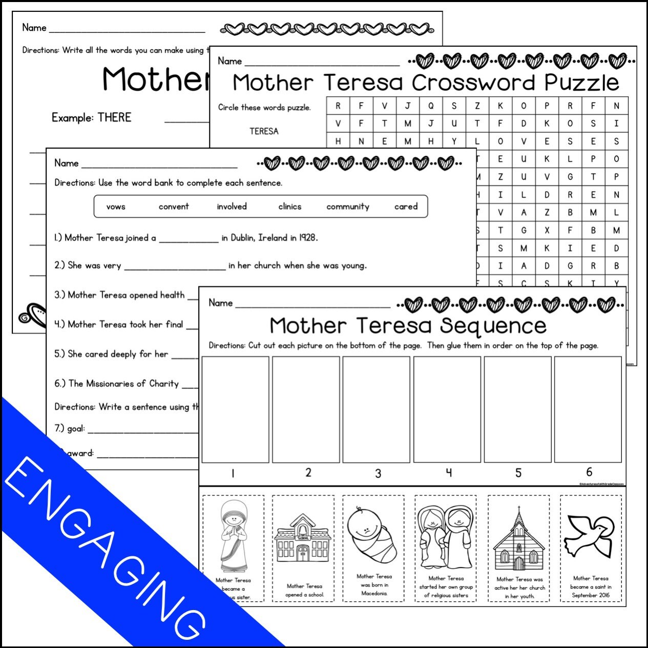 Mother Teresa Activities for Primary Grades - Etsy