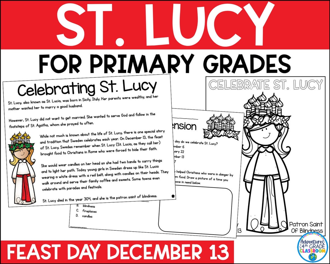 St. Lucy Activities for Primary Grades (st. Lucia) - Etsy