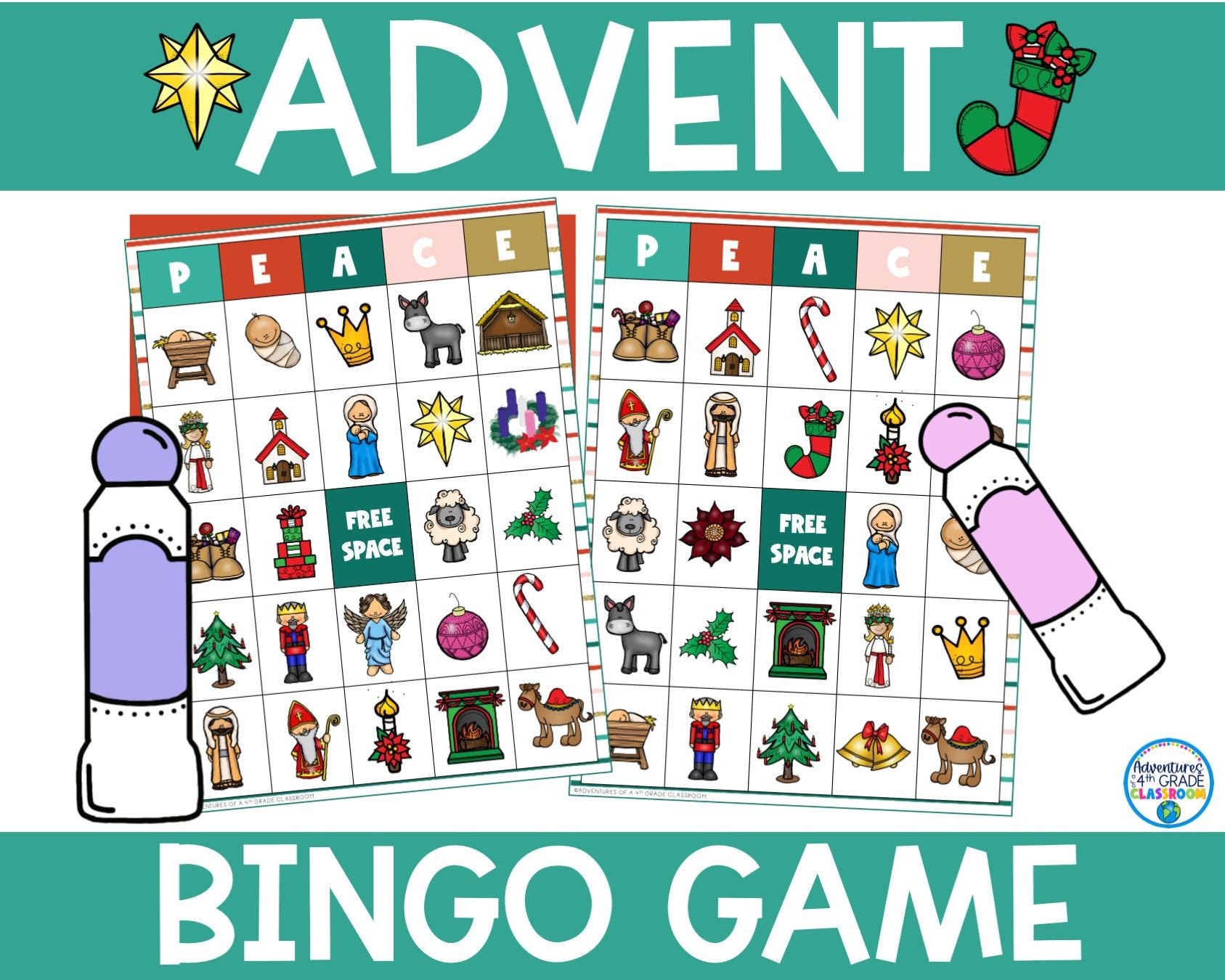 Advent Season Bingo Game Activity Catholic Christian Symbols Christmas ...