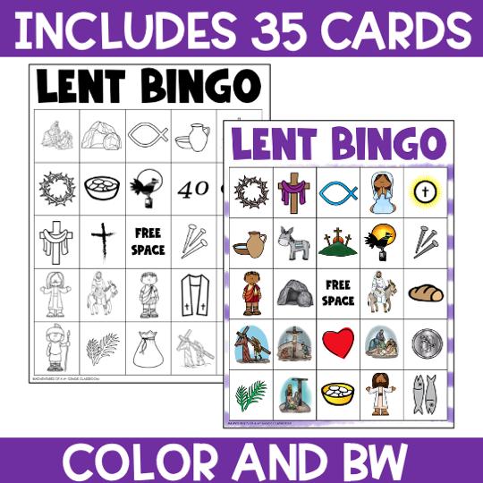 Catholic Lent Activities Bingo Game for Kids Ash Wednesday & Holy Week ...