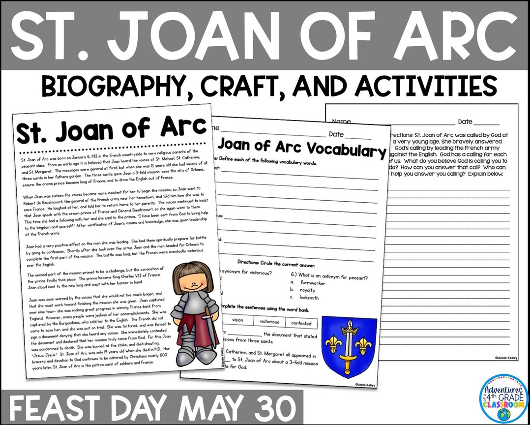 St. Joan of Arc Biography & Activities - Etsy