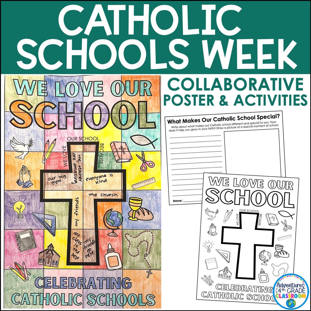 Catholic Schools Week Collaborative Coloring Poster Writing Activity ...