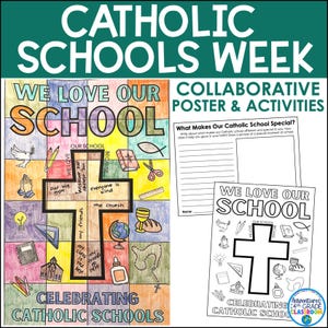 Catholic Schools Week Collaborative Coloring Poster Writing Activity ...