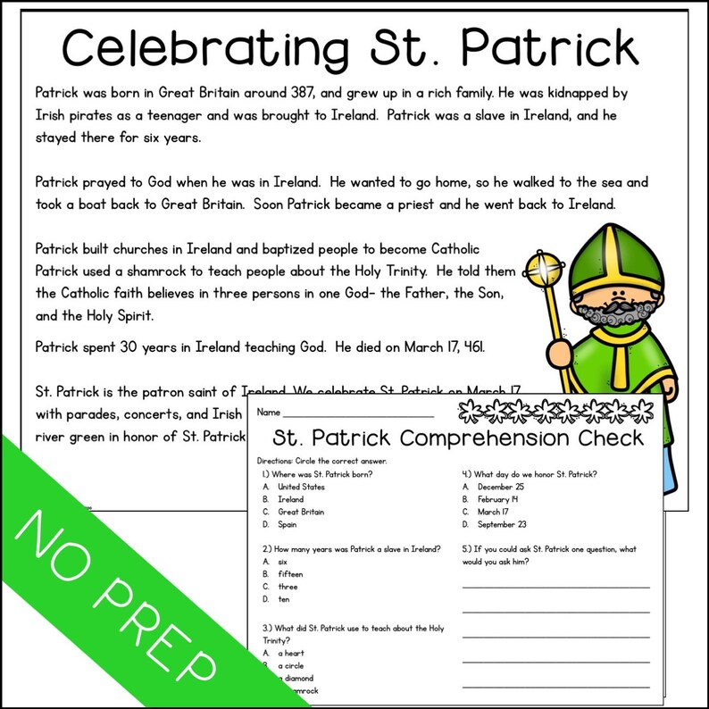 St. Patrick's Day Activities: the Story of St. Patrick - Etsy