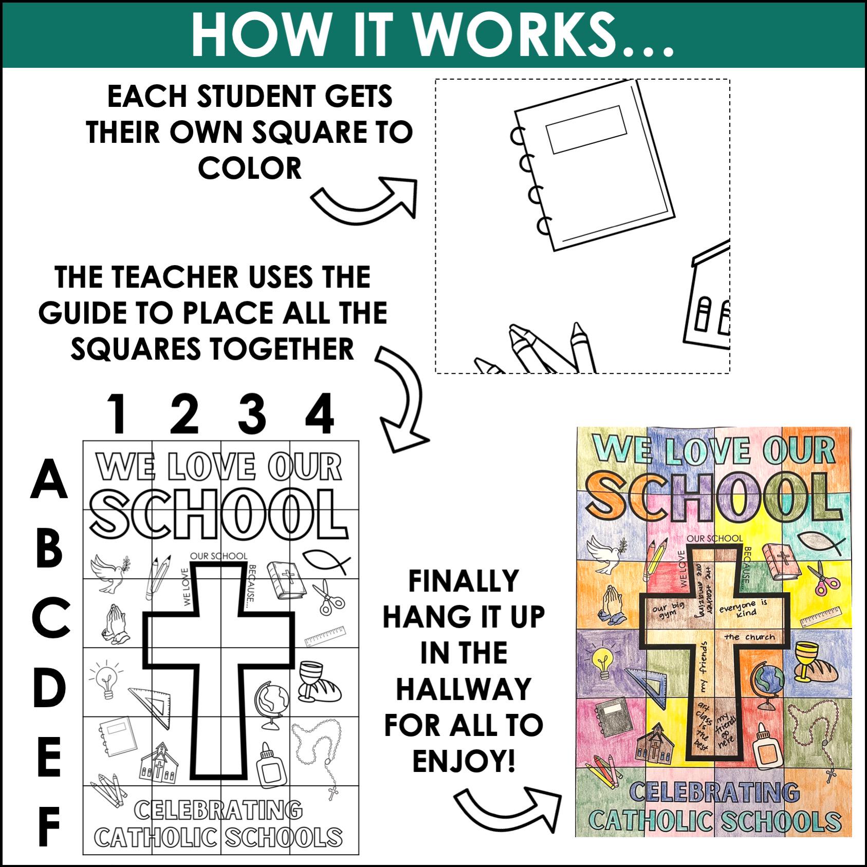 Catholic Schools Week Collaborative Coloring Poster Writing Activity ...