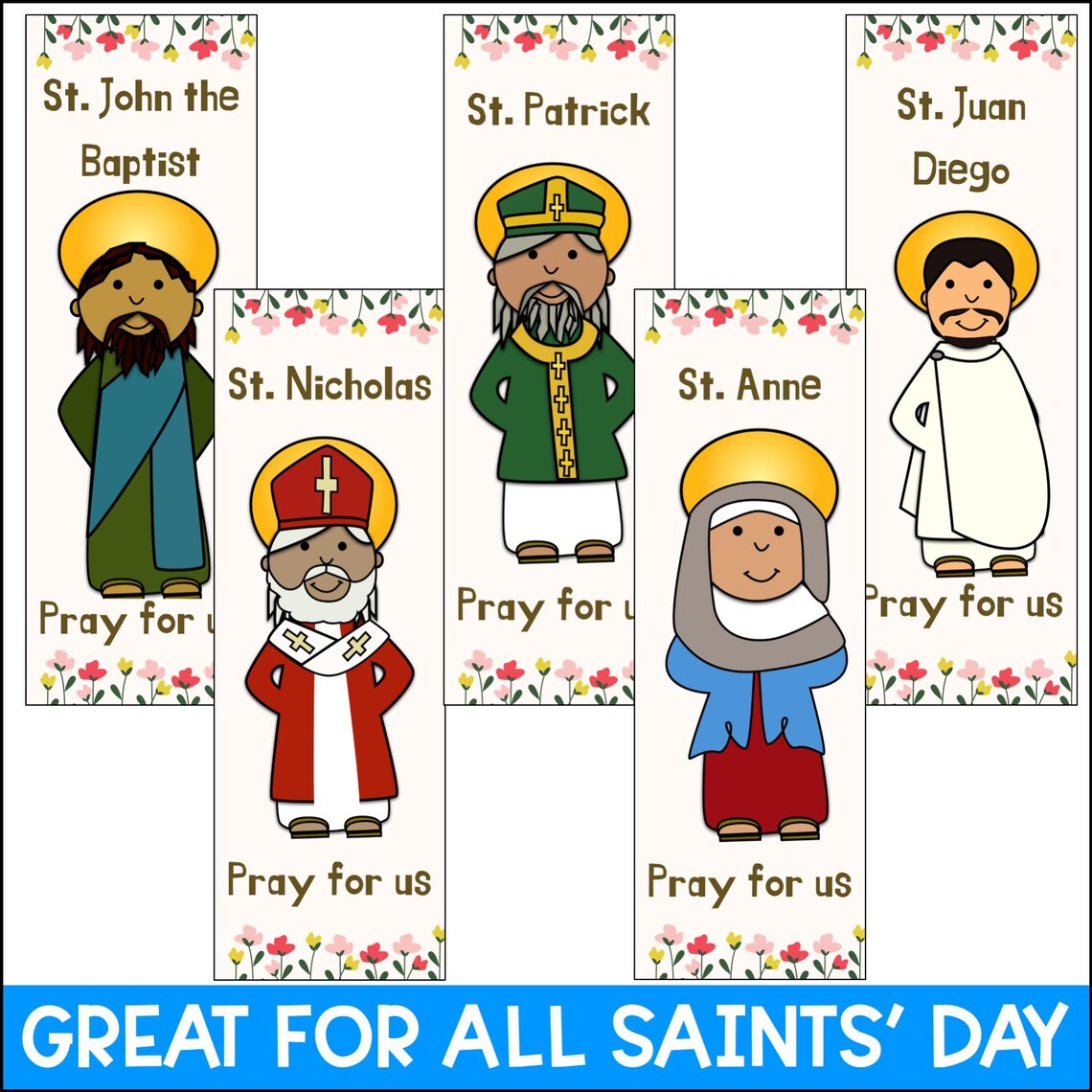 All Saints' Day Catholic Saint Bookmarks Coloring Activity - Etsy