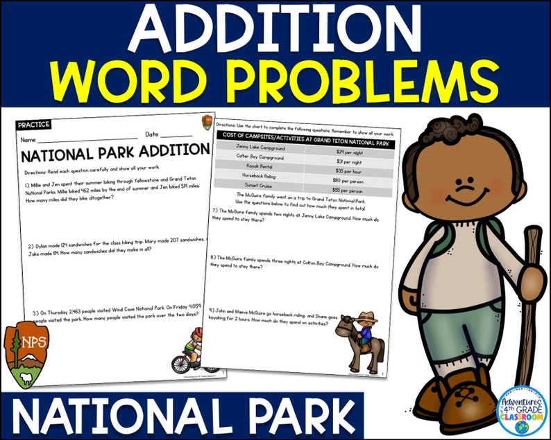 Addition Word Problems National Parks - Etsy