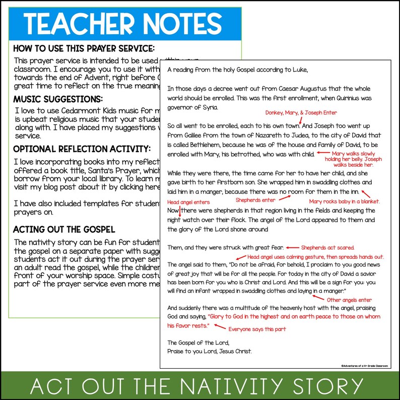 Christmas Prayer Service for Catholic Schools - Etsy