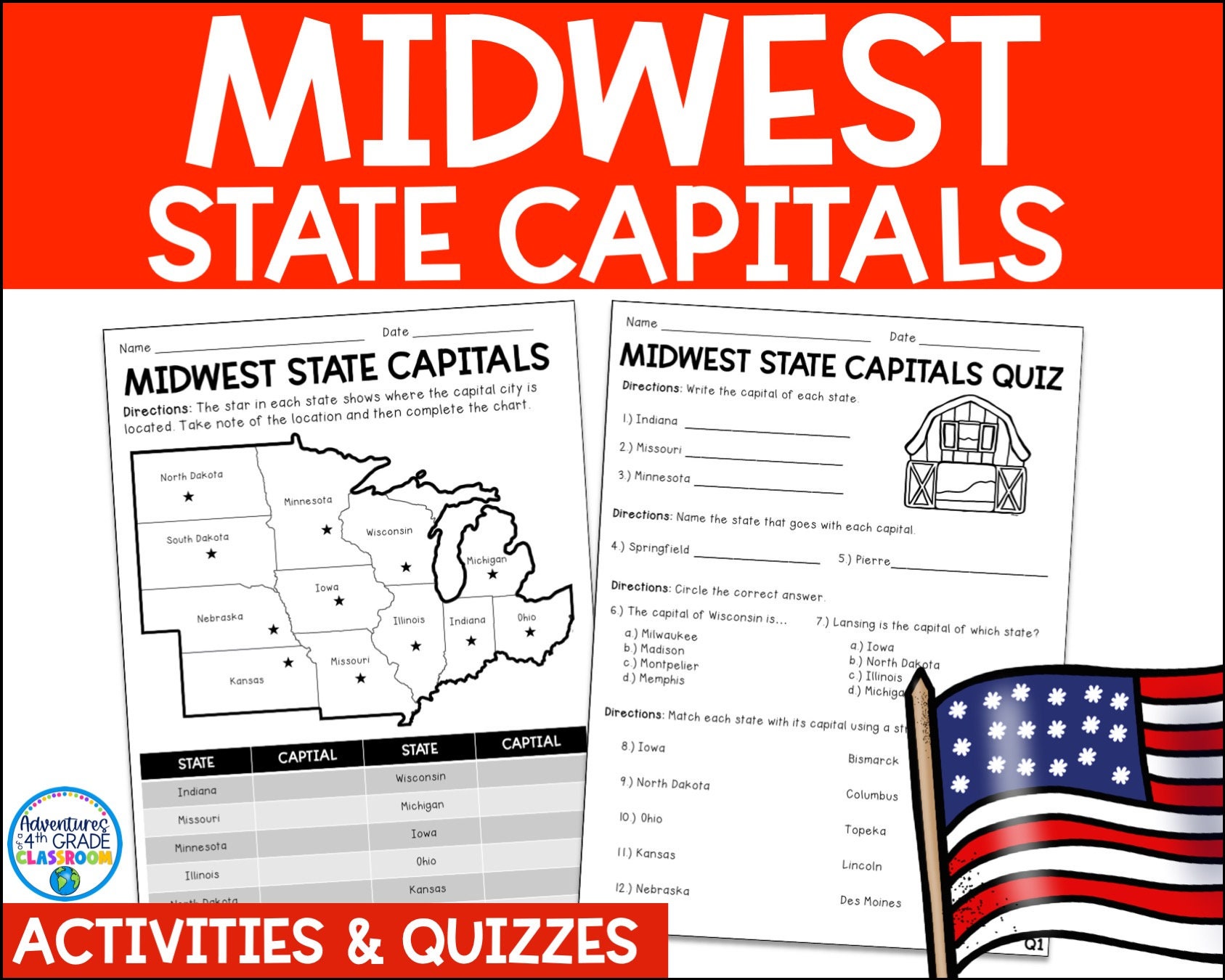 Midwest Region | State Capitals - Etsy