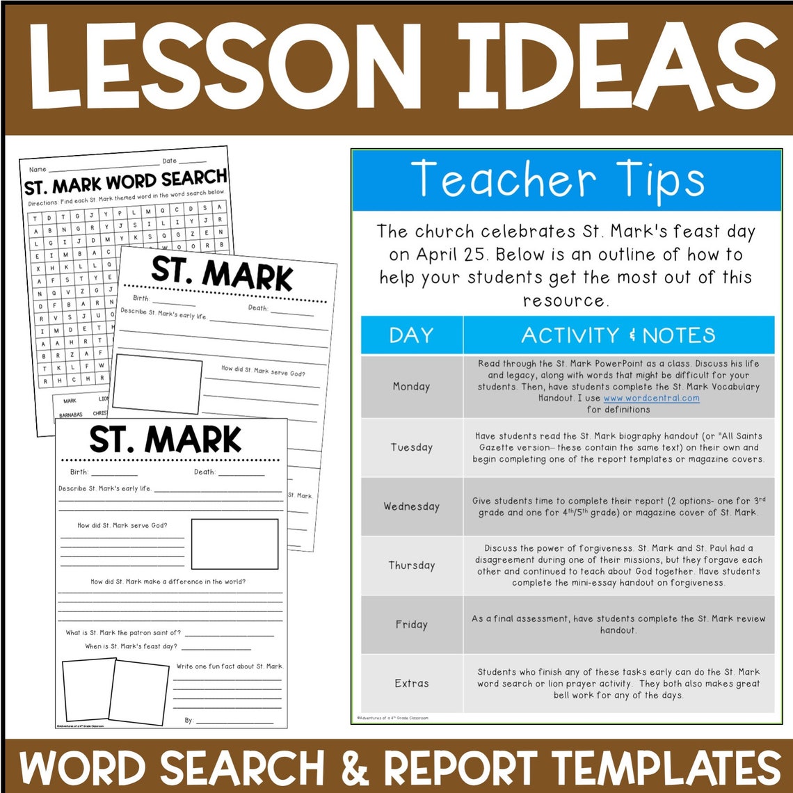 St. Mark Biography & Activities - Etsy