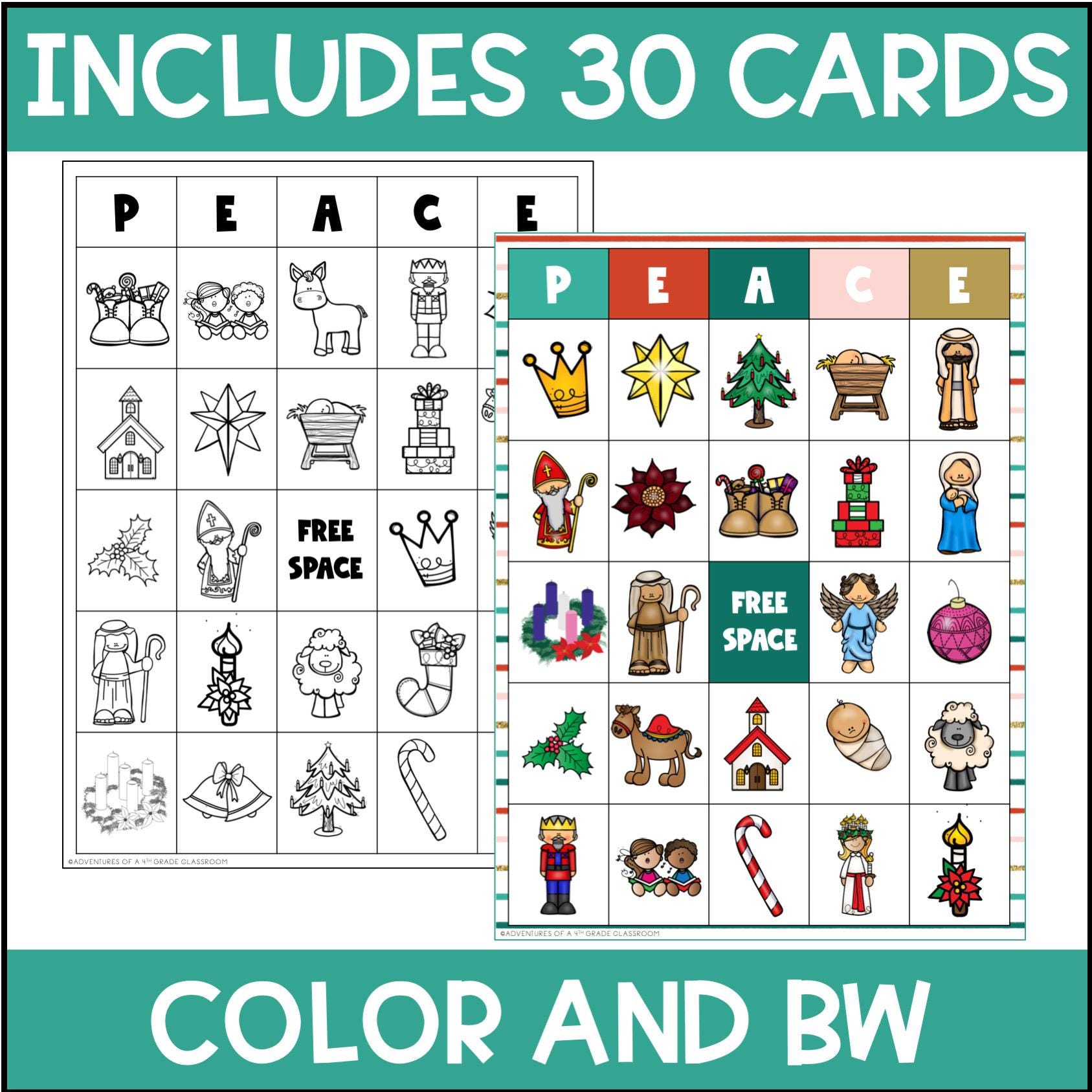 Advent Season Bingo Game Activity Catholic Christian Symbols Christmas ...