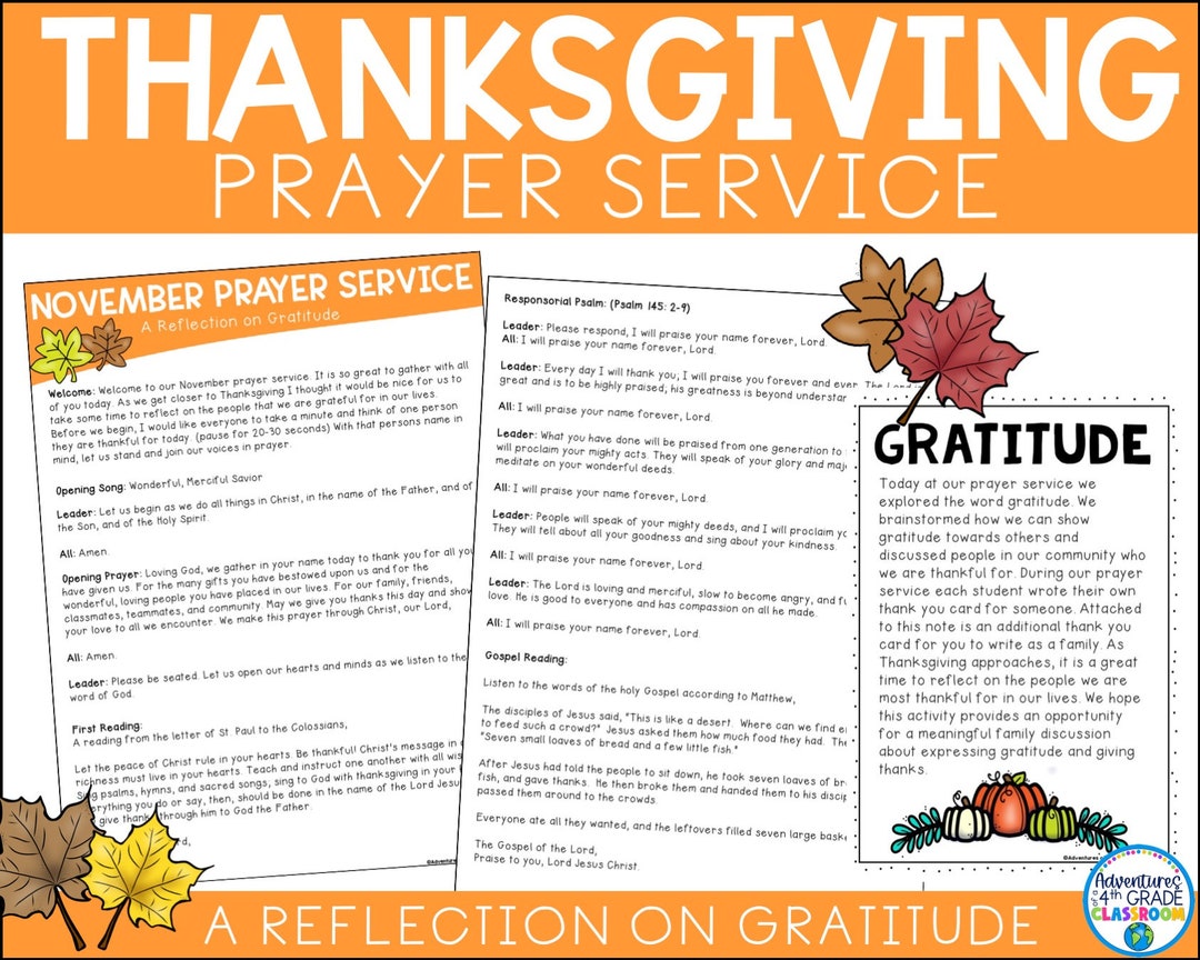 Thanksgiving Prayer Service | Catholic School - Etsy