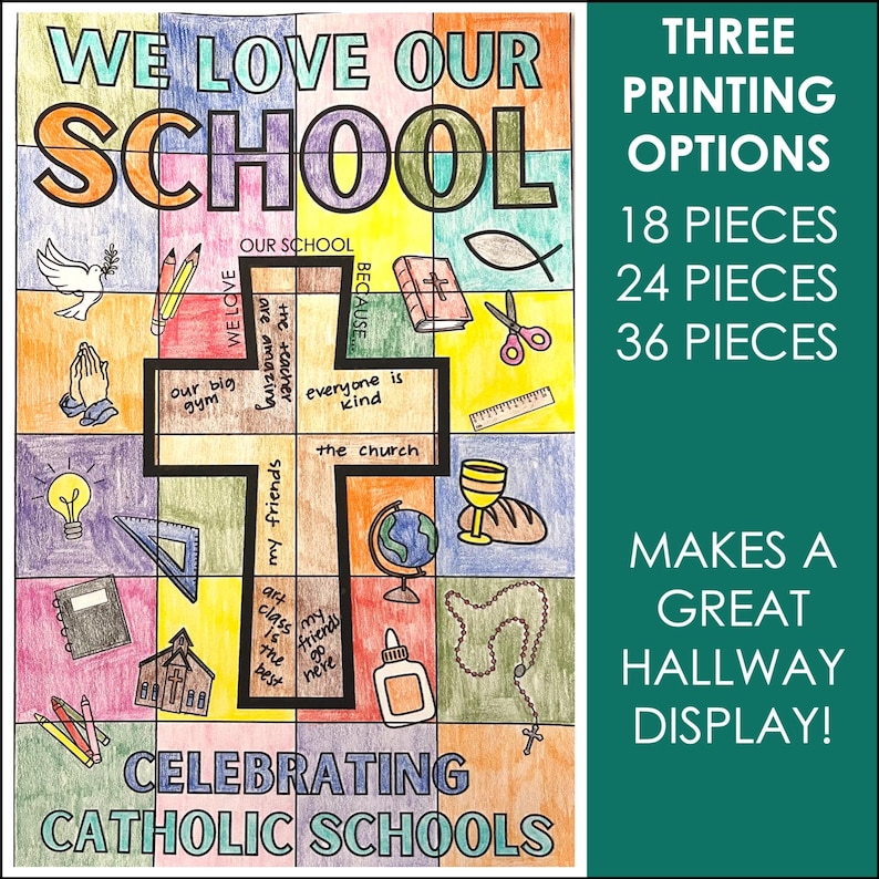 Catholic Schools Week Collaborative Coloring Poster Writing Activity ...